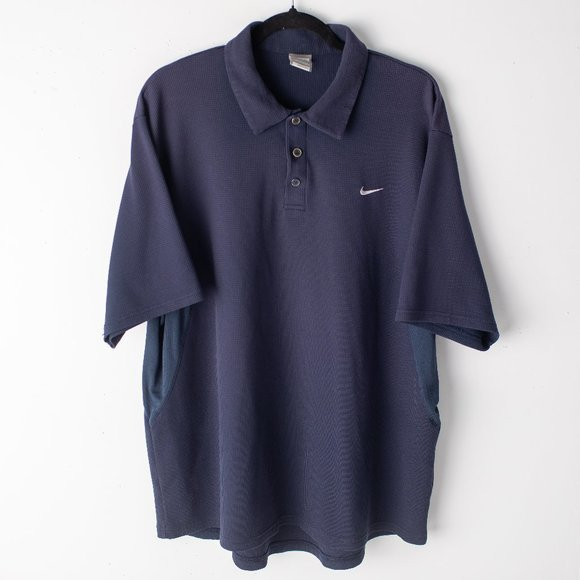 Nike | Shirts | Nike 0 Polyester Fit Dry 3 Button Navy Blue Polo Size ...